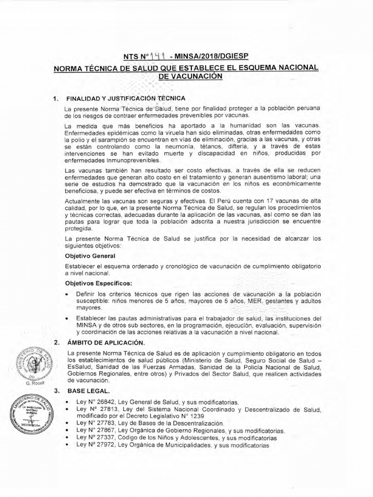 Documento Minsa - Vacunación | PDF