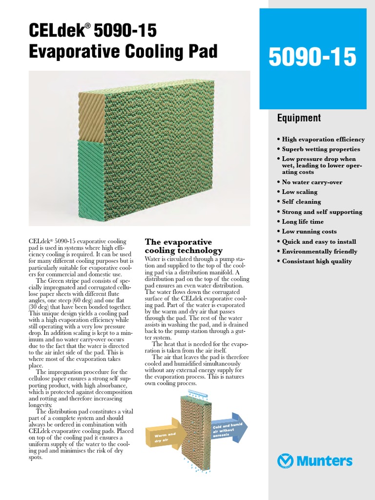 CELdek 5090-15 Evaporative Cooling Pad | PDF | Water | Chemical Engineering