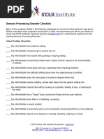 Sensory Processing Disorder Checklist | PDF | Odor | Somatosensory System