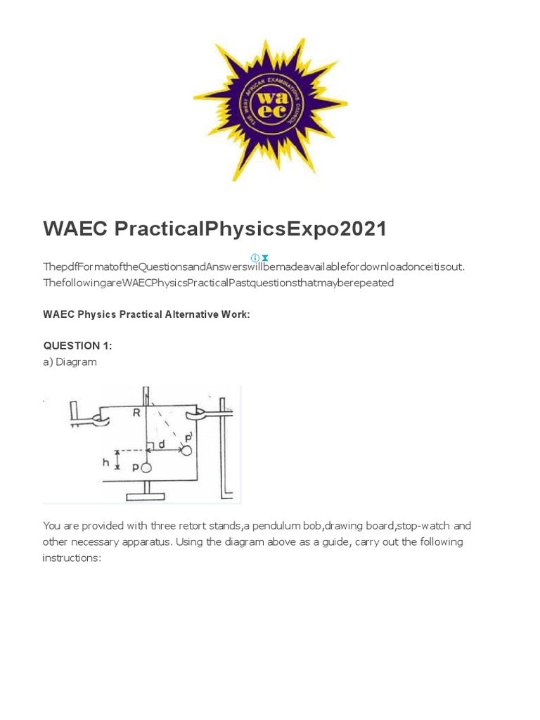 WAEC Physics Practical Questions and Answers 2020 | PDF | Oscillation ...