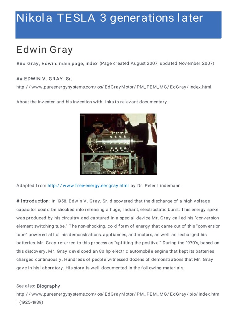 Edwin Gray - Nikola TESLA 3 Generations Later195708 | PDF