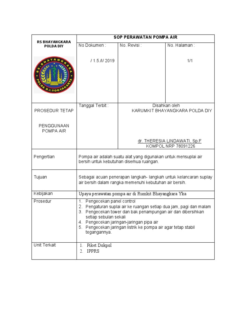 SOP Penggunaan Pompa Air | PDF