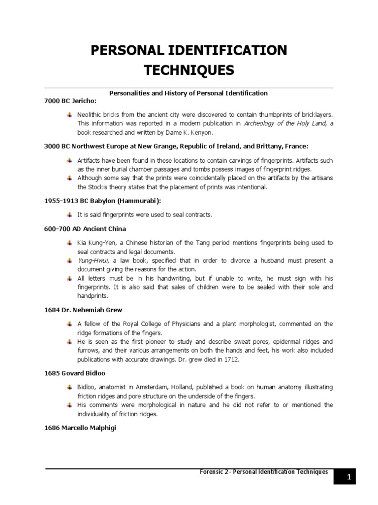 Forensic 2 - Personal Identification Techniques | PDF | Fingerprint