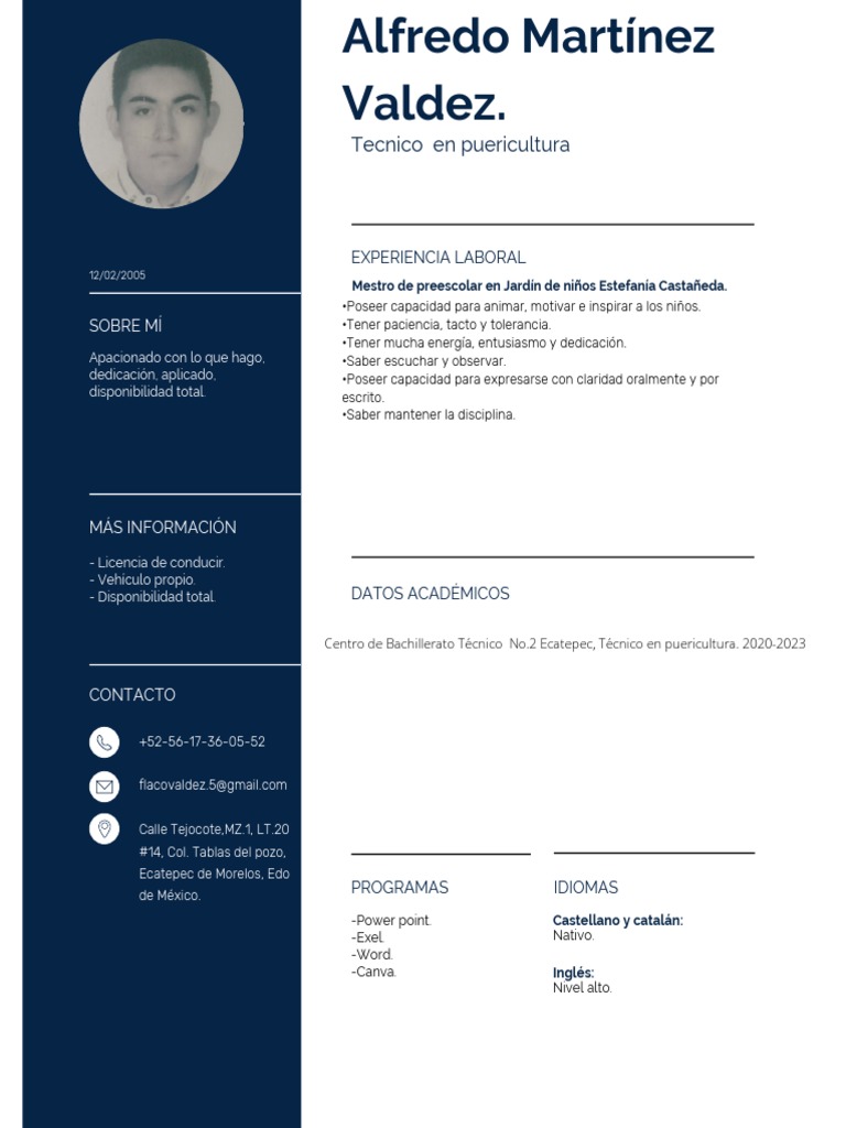 Currículum Corporativo Minimalista Azul Marino | PDF