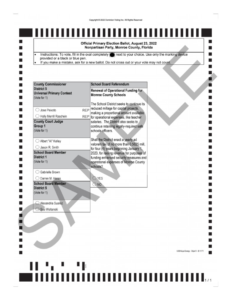 Monroe County Sample Ballot Nonpartisan 2022 | PDF