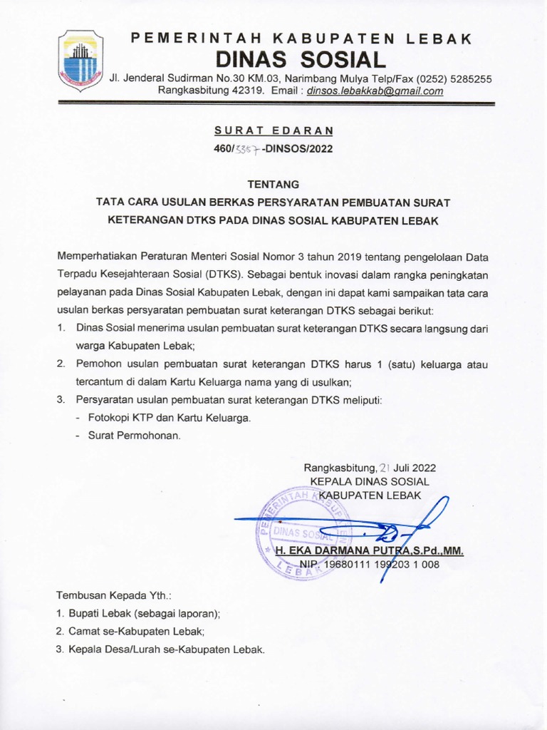 Pelayanan Surat Keterangan DTKS | PDF