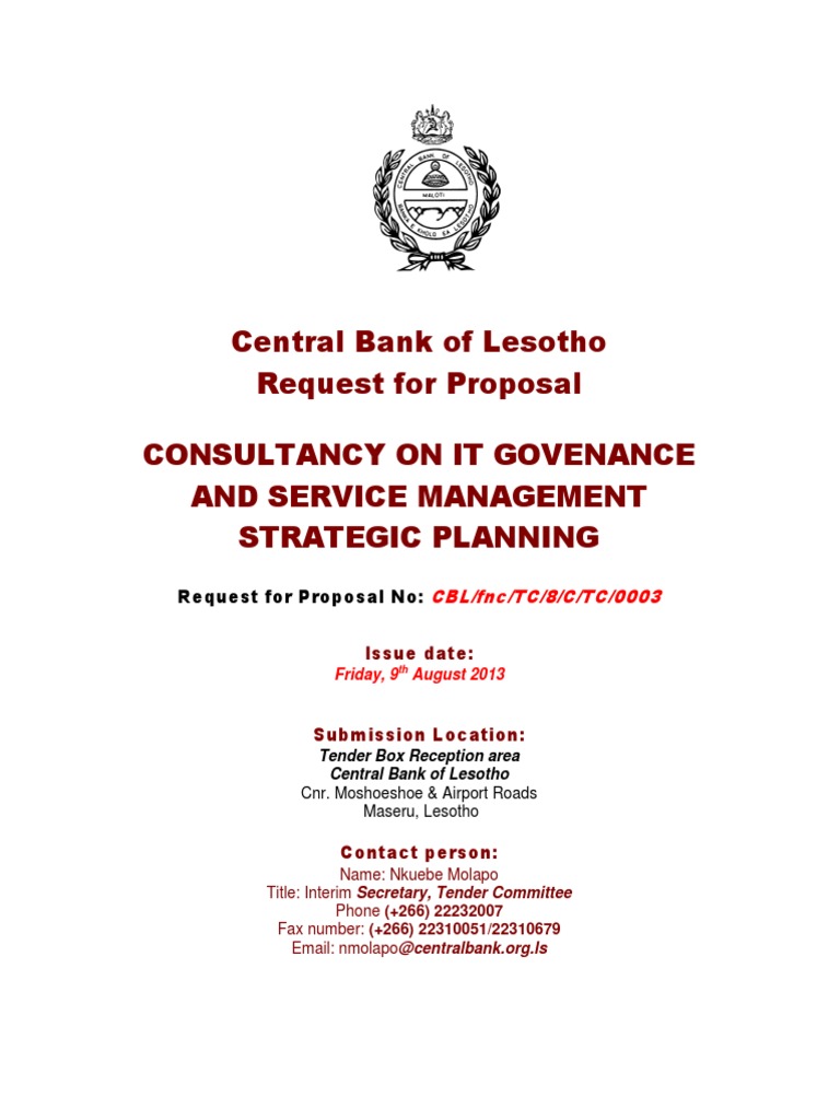 02 - IT Governance & Service Management RFP | PDF | Governance | Request For Proposal