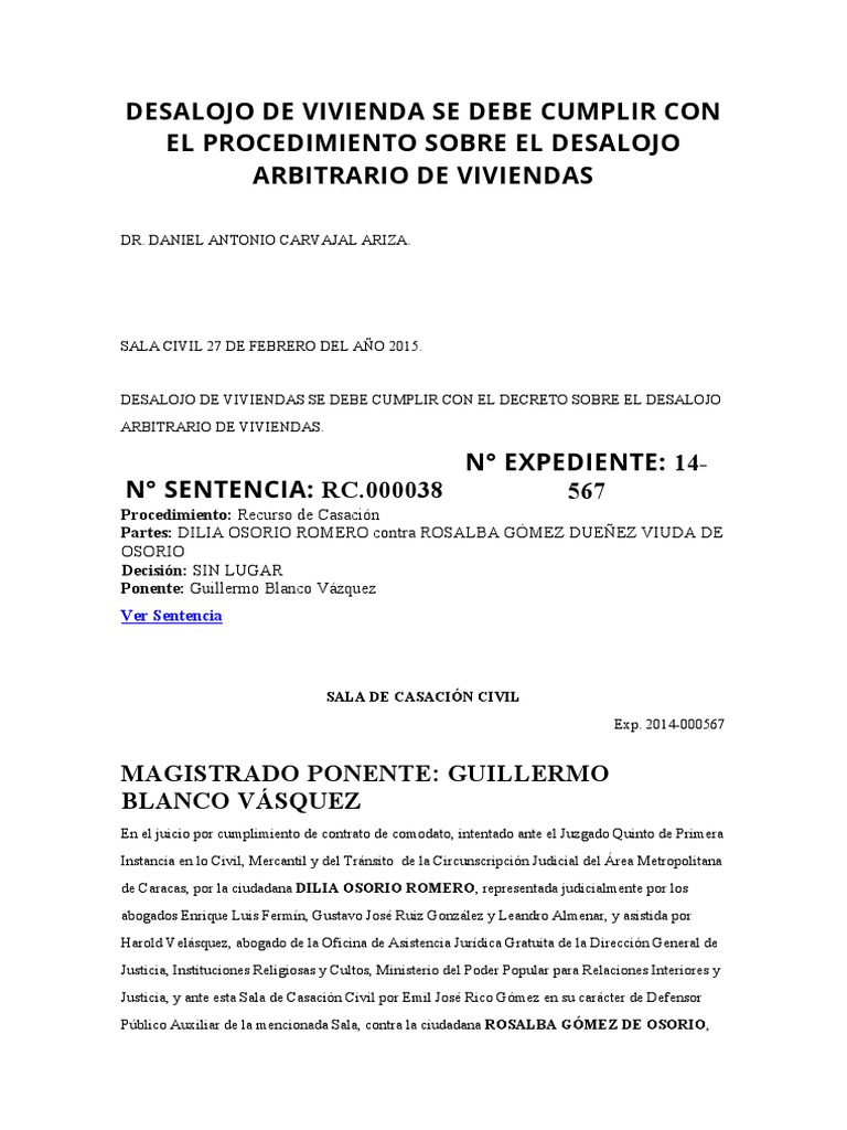Desalojo de Vivienda Se Debe Cumplir Con El Procedimiento Sobre El ...