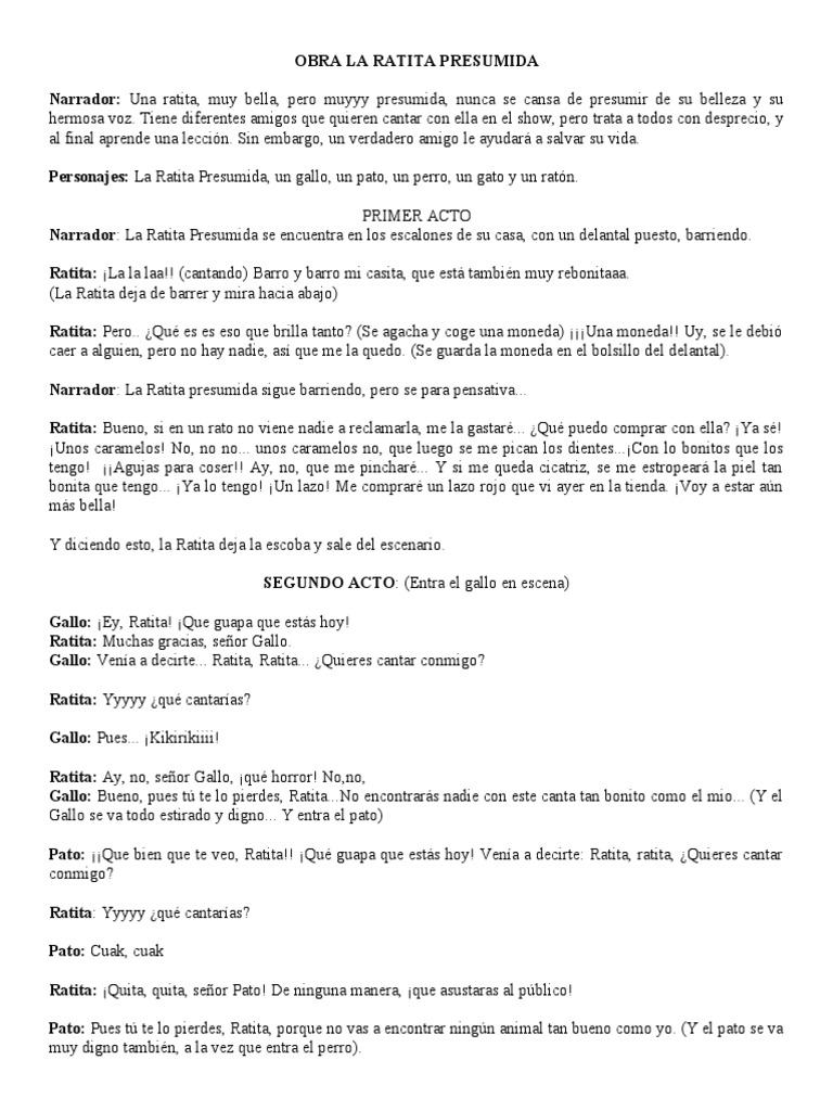 Obra La Ratita Presumida | PDF