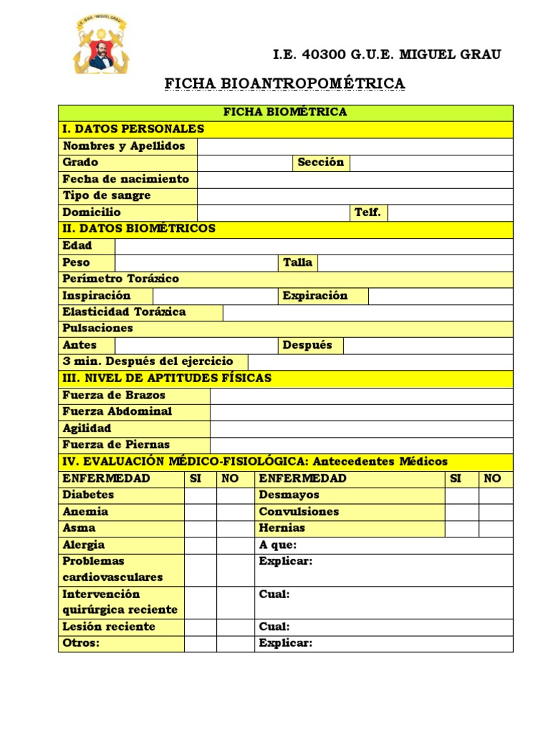 Ficha Antropómetrica | PDF
