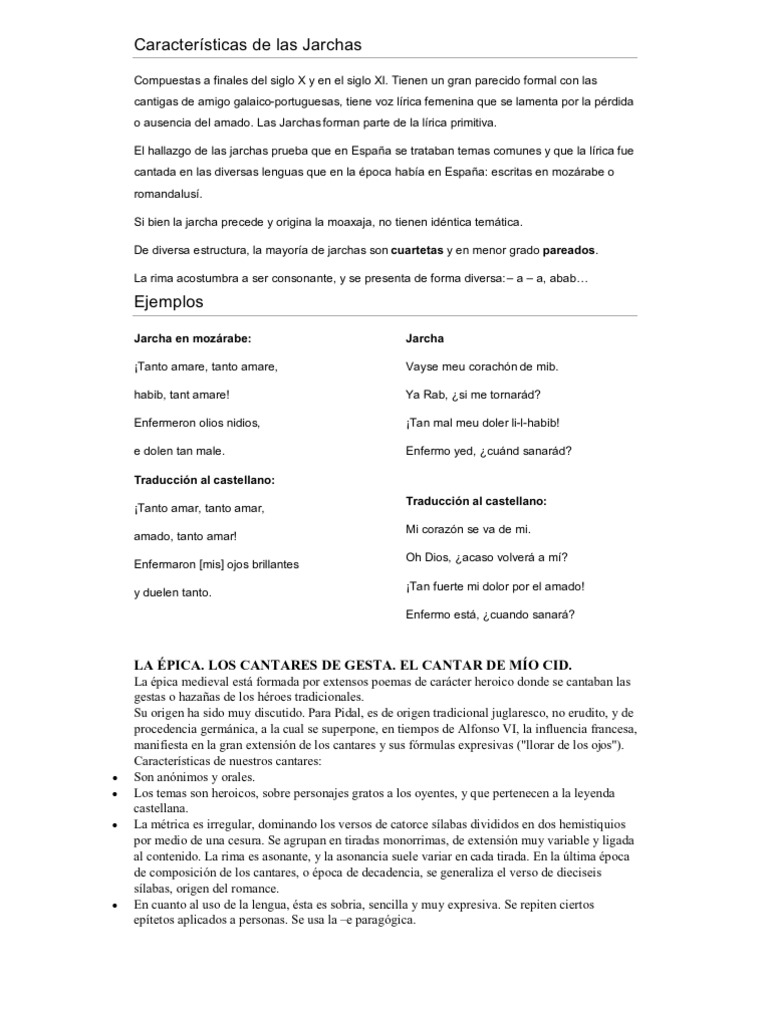 Características de Las Jarchas | PDF