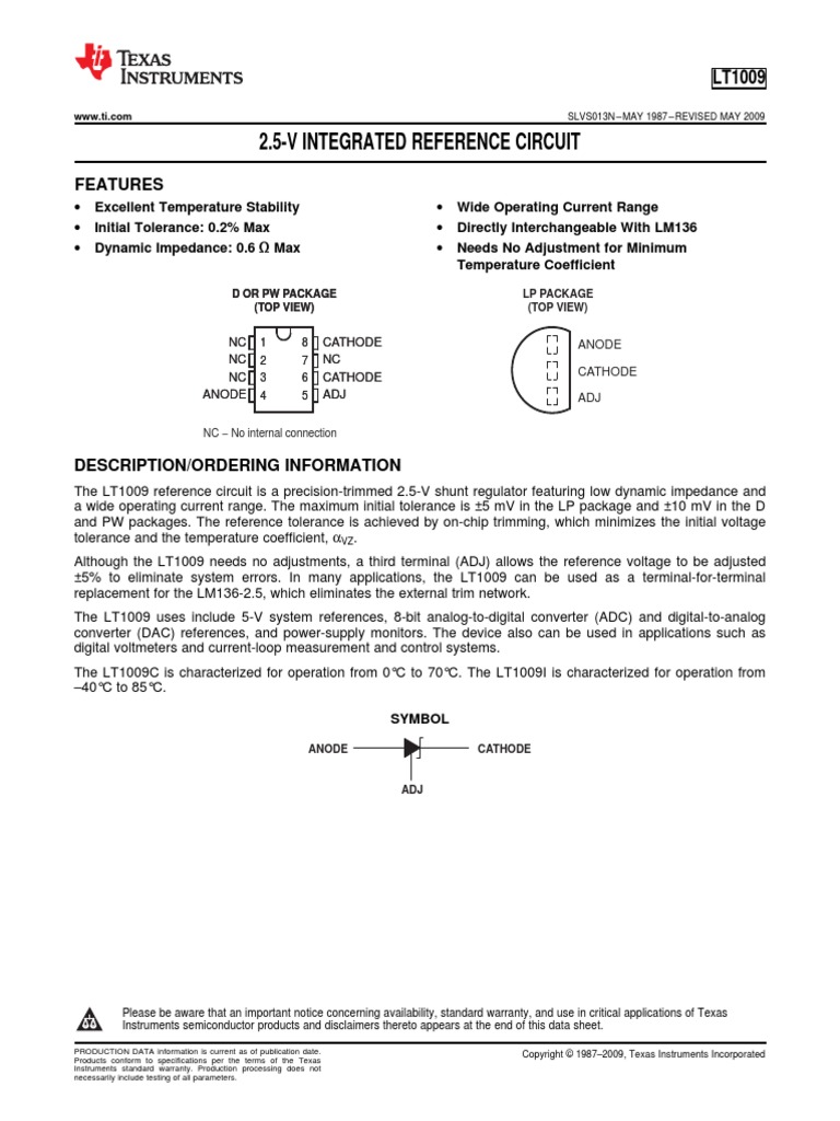 2.5-V Integrated Reference Circuit: Features | Download Free PDF ...