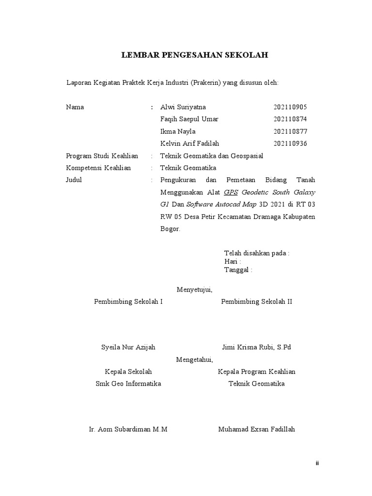 Lembar Pengesahan-Daftar Lampiran | PDF