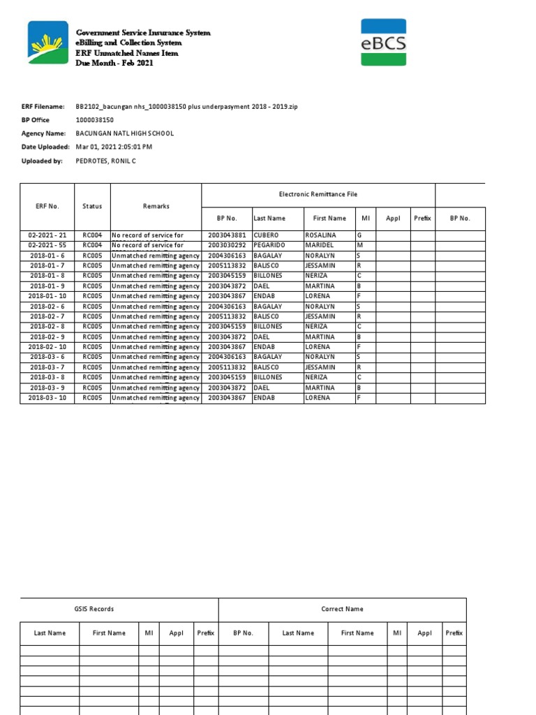 ERF - UNMATCHED - ITEMS - 1000038150 - February 2021 - 030121 | PDF ...