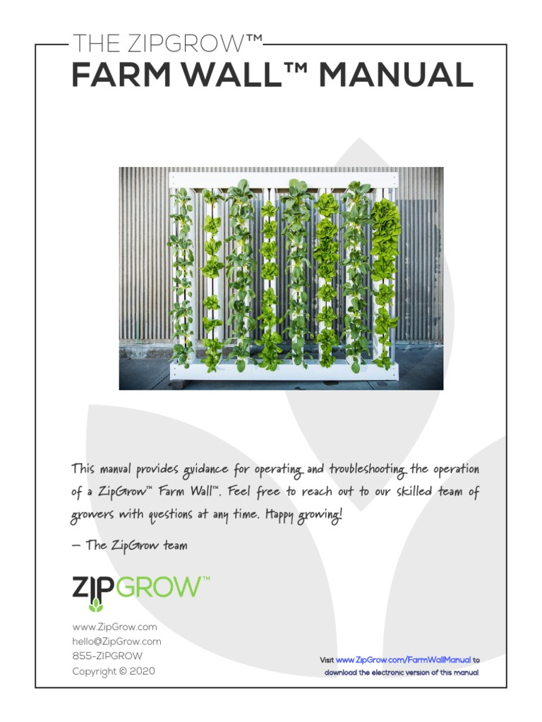 Farm Wall ™ Manual: The Zipgrow ™ | Download Free PDF | Hydroponics