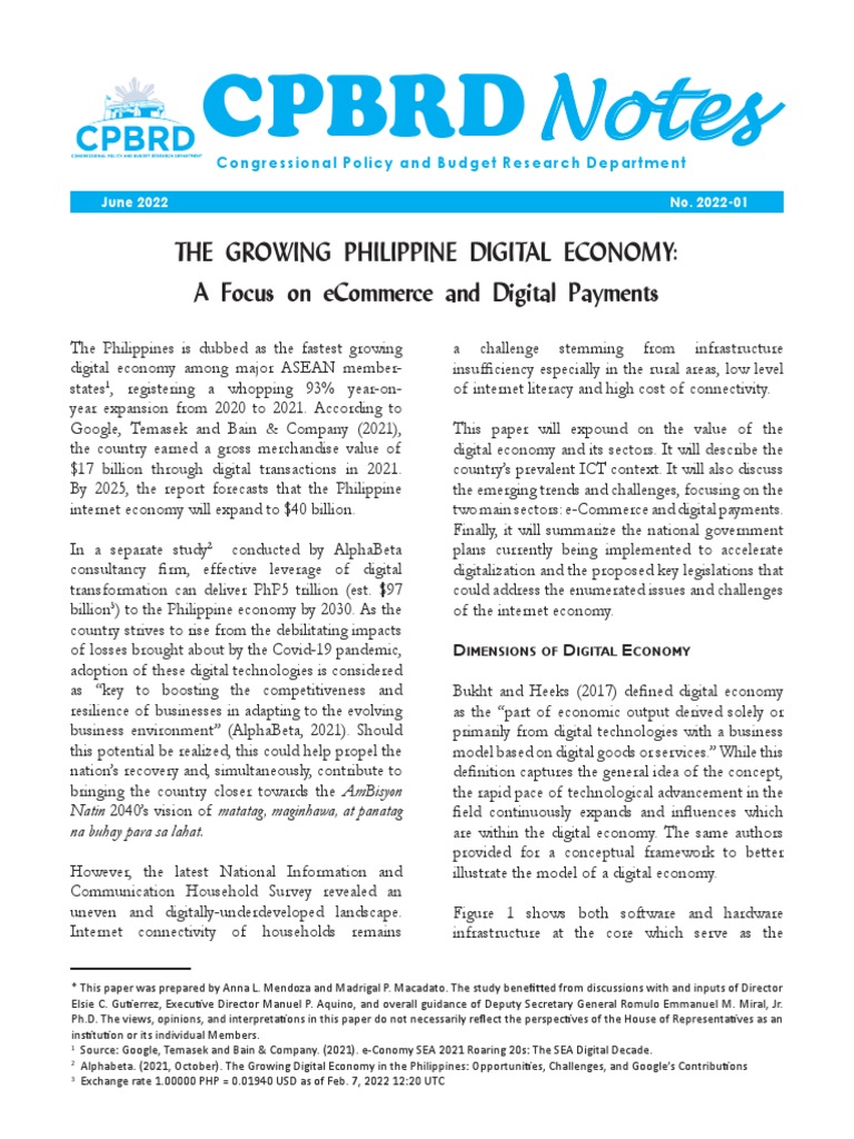 CN2022-01 The Growing Philippine Digital Economy | PDF | E Commerce ...