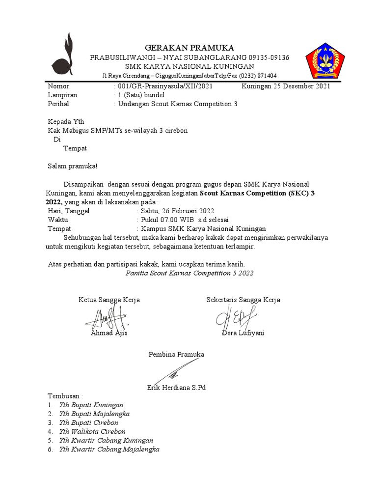 Undangan Scout Karnas Competition 3 | PDF