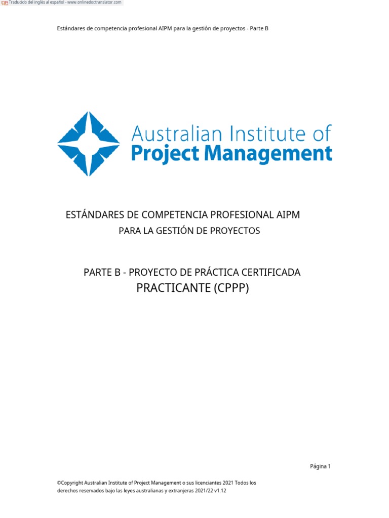 AIPM CPPP Professional Competency Standards Project Practicioner v1 12 03062021.en - Es | PDF ...