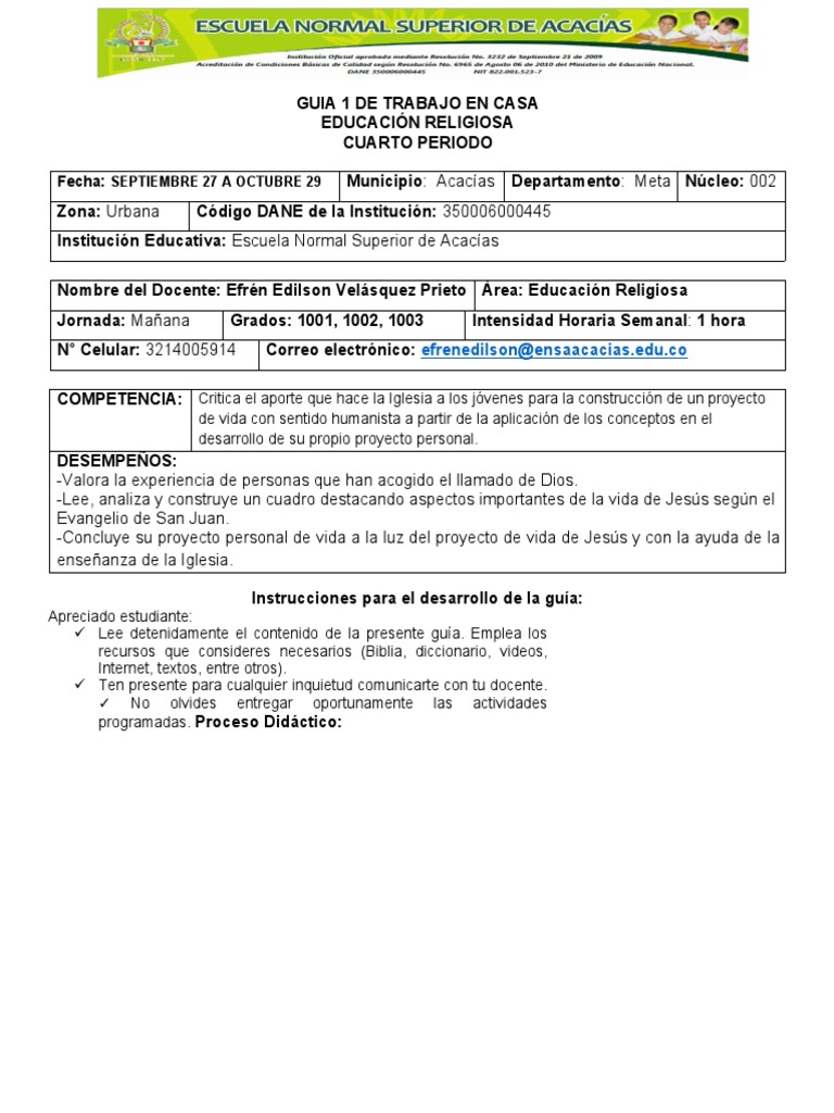 Décimo Religión 1-4 | PDF | Jesús | Iglesia Católica