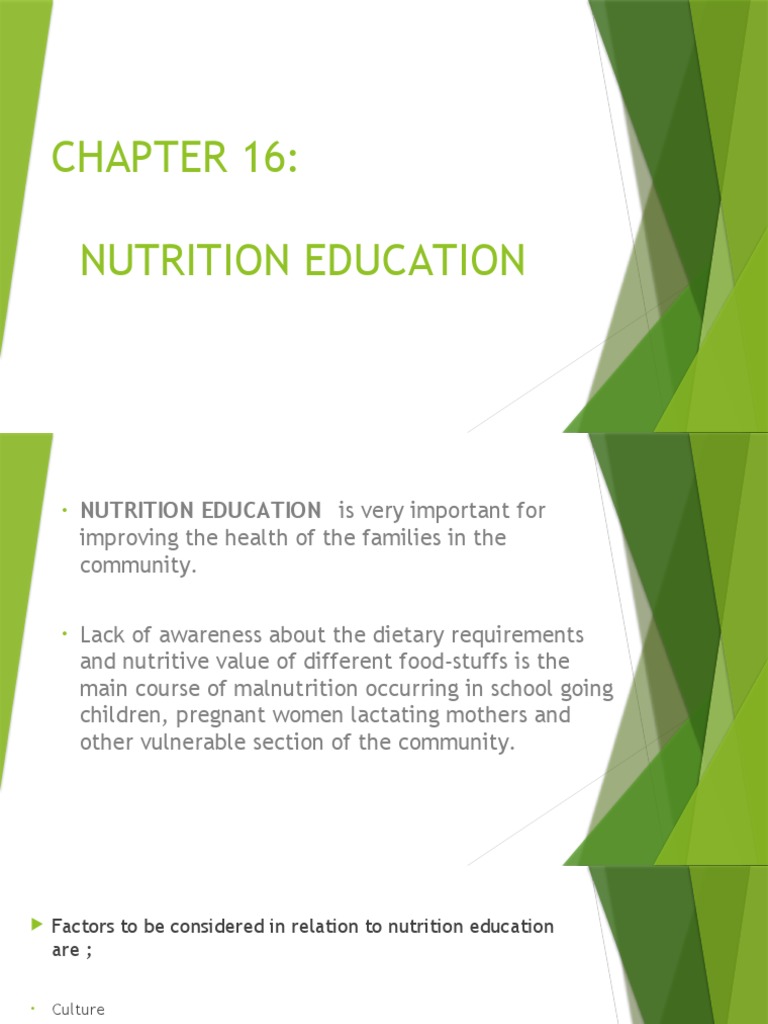 Chapter 16 Nutrition Education | PDF | Foods | Nutrition