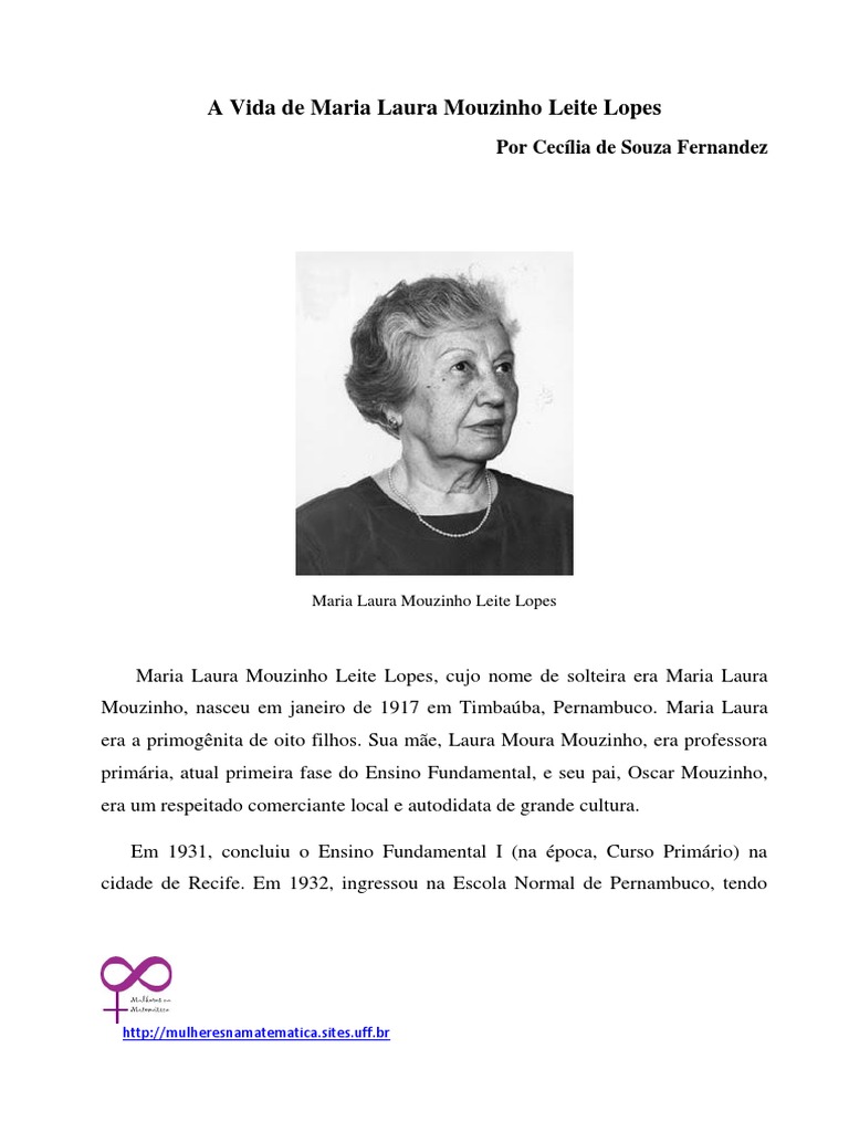 A Vida de Maria Laura Mouzinho Leite Lopes 1 | PDF | Brasil | Science