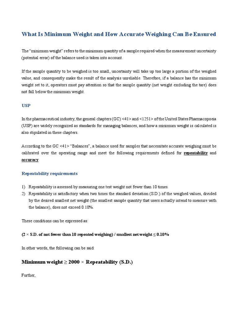 What Is Minimum Weight and How Accurate Weighing Can Be Ensured | PDF ...