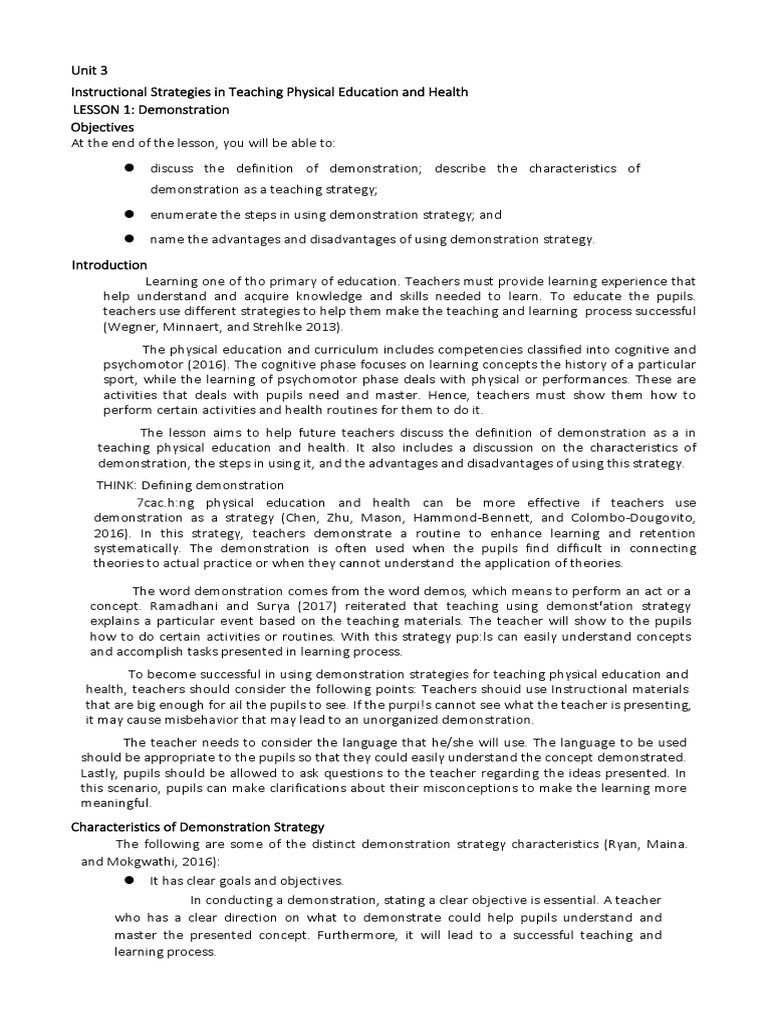 Unit 3 Pe | Download Free PDF | Teaching Method | Teachers