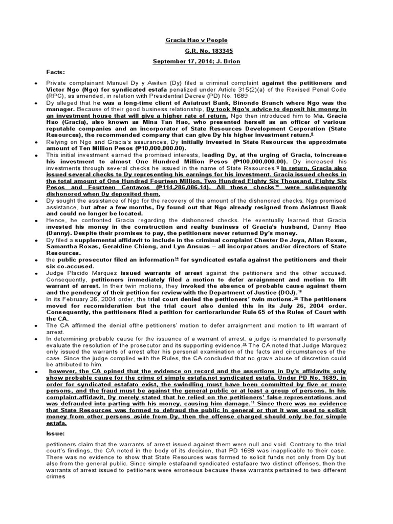 Third Set of SPL Case Digests | PDF | Fraud | Arrest