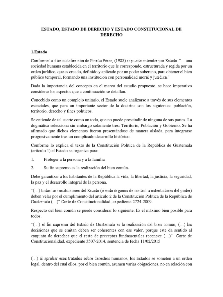 Estado, Estado de Derecho y Estado Constitucional de Derecho | PDF ...