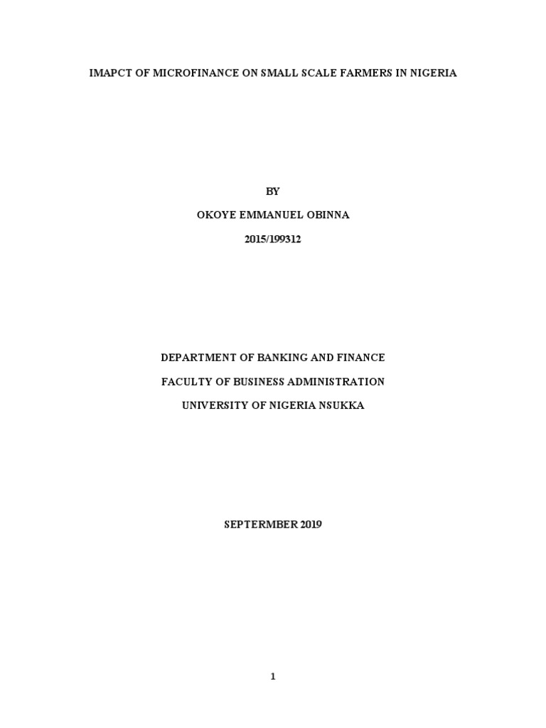 Okoye Emmanuel Obinna All Chapters | PDF | Microfinance | Banks
