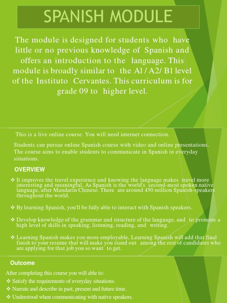 Spanish Module. | PDF | Spanish Language | Verb