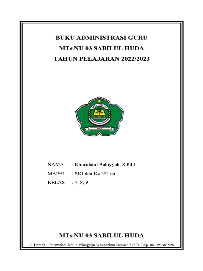 Cover Buku Administrasi Guru 2022/2023 | PDF | Karier & Perkembangan ...