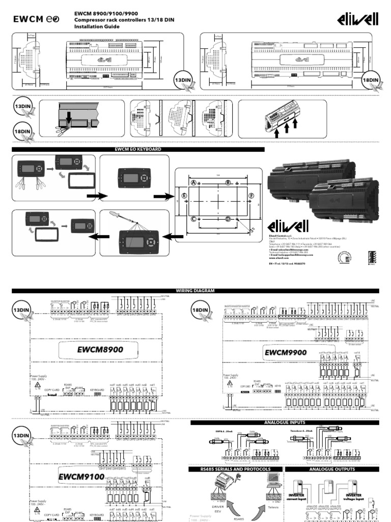 EWCM 8900/9100/9900 Compressor Rack Controllers 13/18 DIN Installation ...