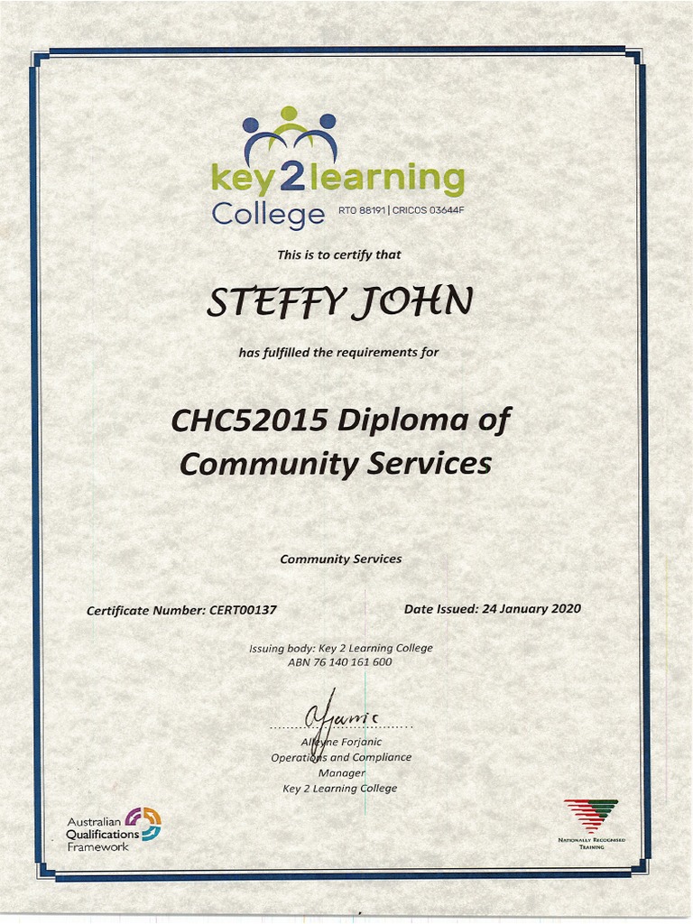 Community Service Diploma Cert | PDF