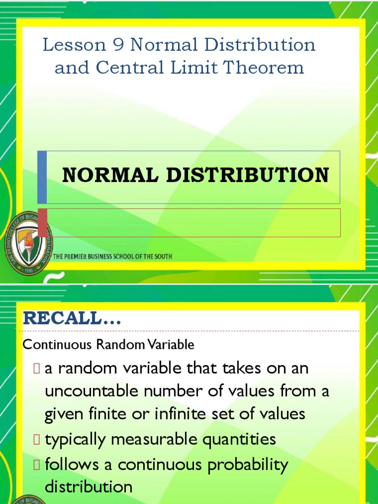 Lesson 9 NORMAL DISTRIBUTION | PDF | Normal Distribution | Probability ...