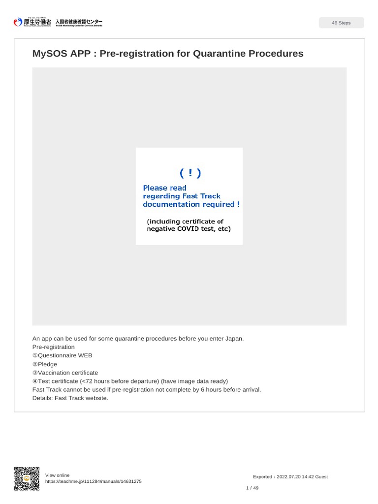 MySOS APP Pre-Registration For Quarantine Procedures | PDF | Qr Code ...