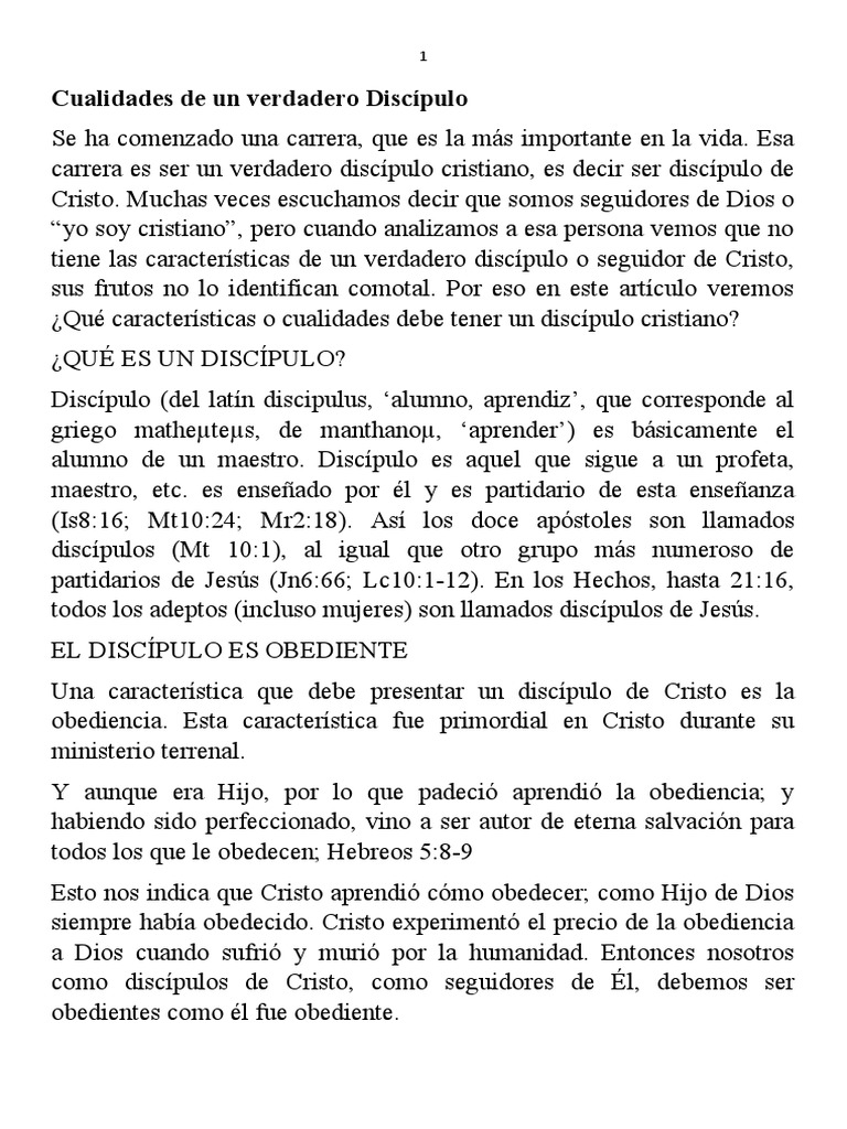 Cualidades de Un Verdadero Discípulo | PDF | Jesús | Amor