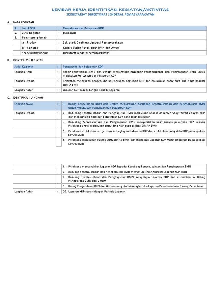 21 SOP Pencatatan Dan Pelaporan KDP | PDF | Teknologi & Rekayasa | Pengelolaan Keuangan & Uang