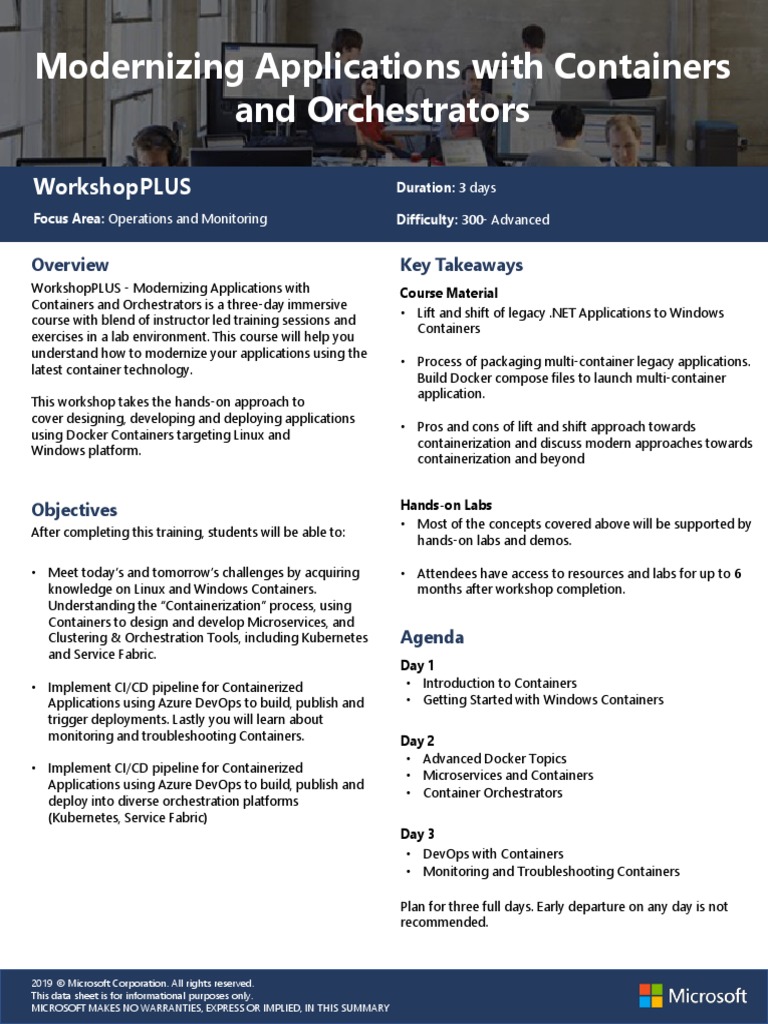 WorkshopPLUS - Modernizing Applications With Containers and Orchestrators | PDF | Microsoft ...