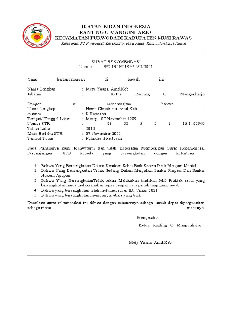 Rekomendasi Perpanjangan STR Bidan | PDF | Karier & Perkembangan | Gaya ...