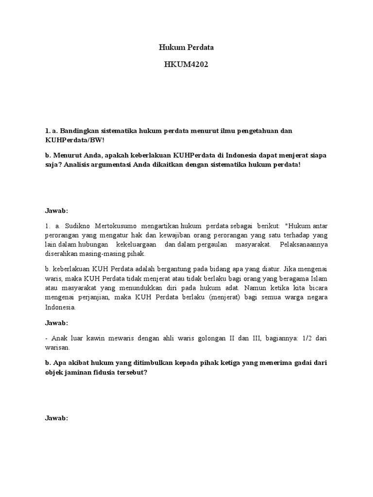 Hukum Perdata - HKUM4202 | PDF