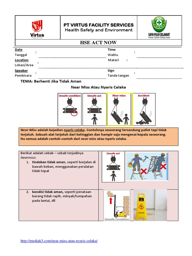 Pengertian dan Contoh Near Miss K3 | PDF
