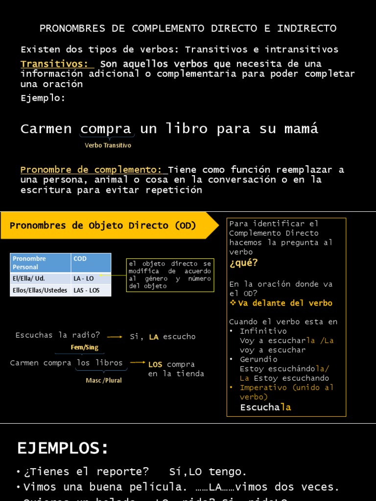 Pronombres de Complemento Directo e Indirecto | PDF | Objeto (gramática) | Verbo