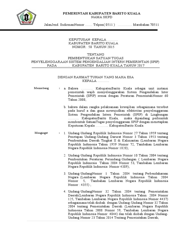Contoh SK Satgas Spip | PDF