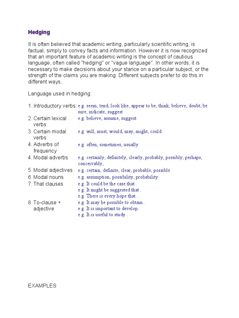 Understanding Hedging in Academic Writing | PDF | Verb | Adjective