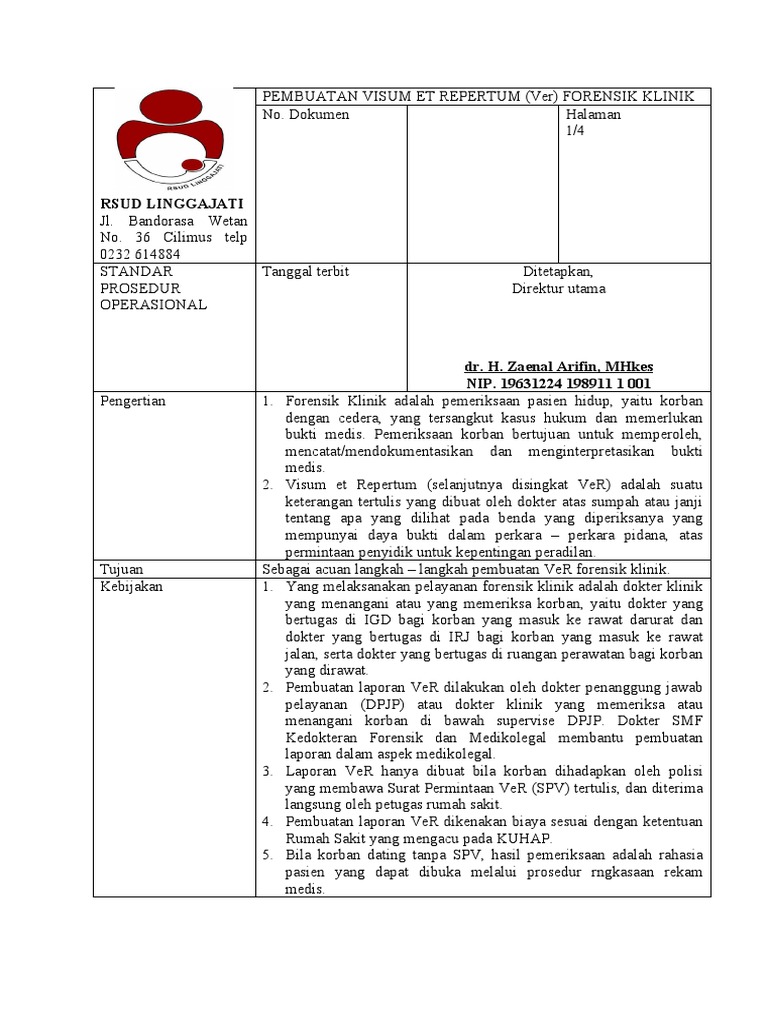 PEMBUATAN VeR FORENSIK KLINIK SPO | PDF