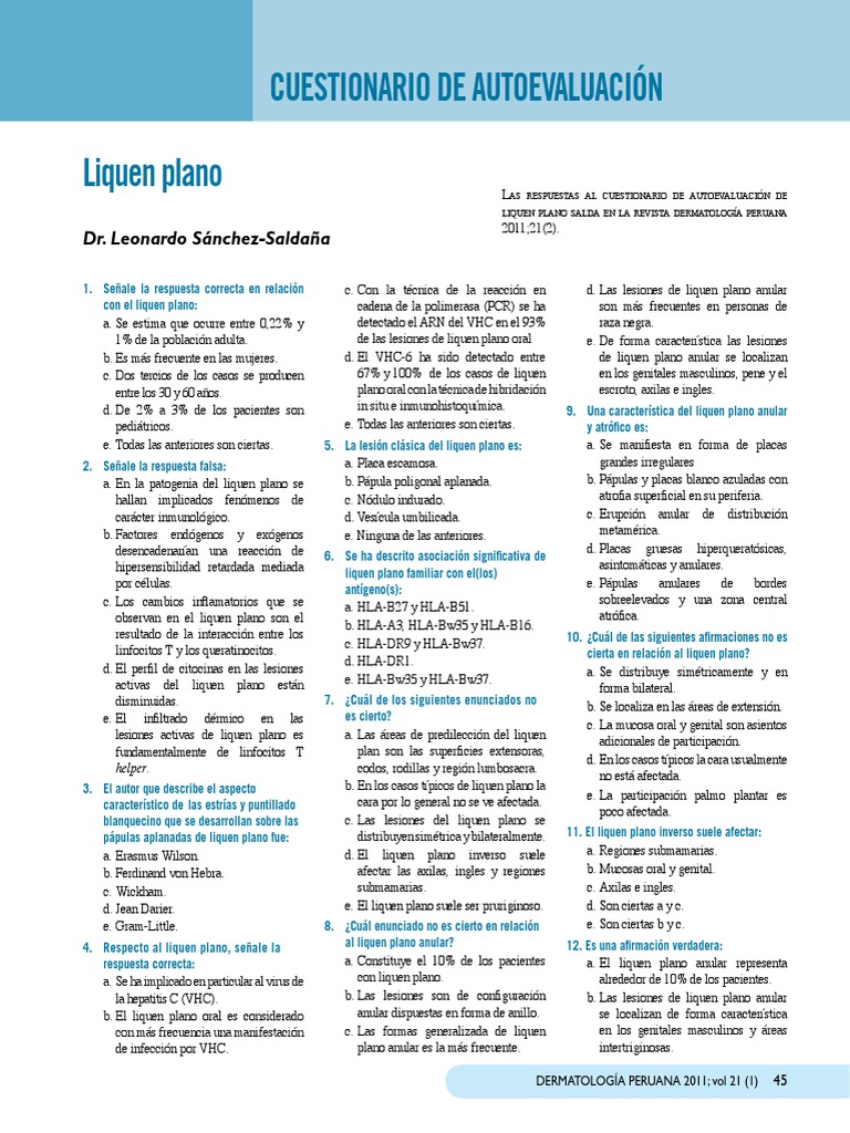 Liquen Plano | PDF | Especialidades Medicas | Inmunología
