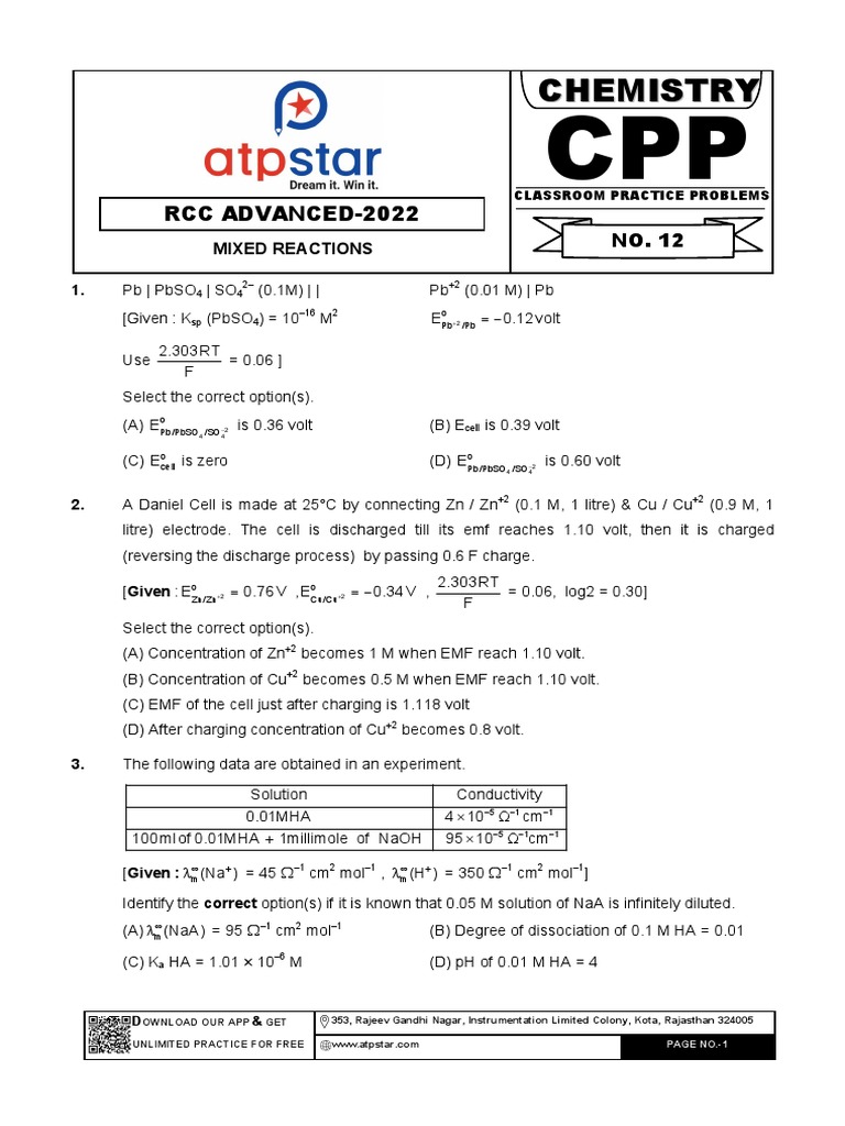 CPP12 Mixed Reactions-20220809124004923777 | PDF | Mole (Unit) | Titration
