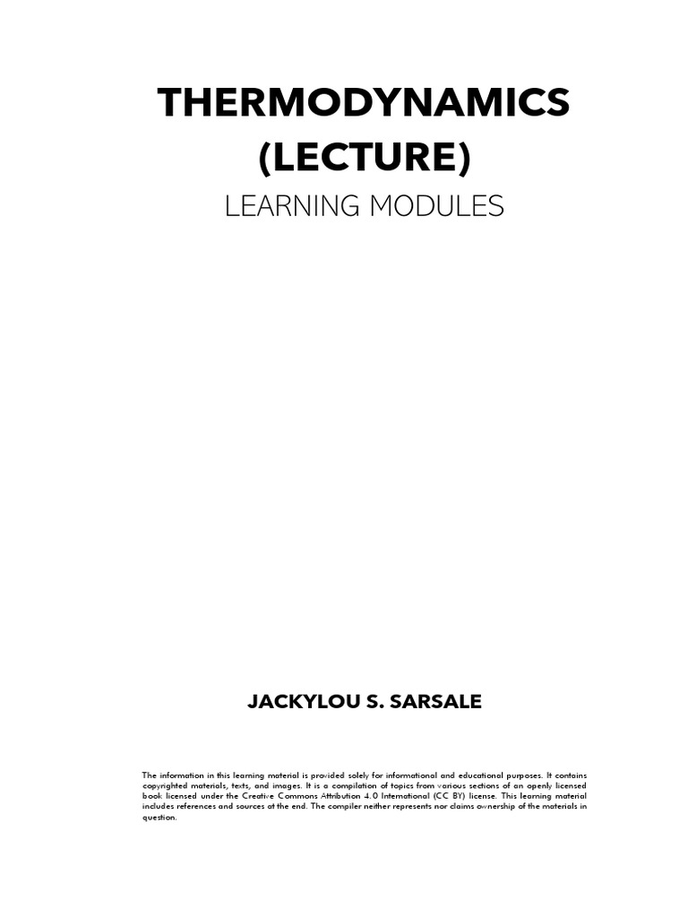 Thermodynamics (Lecture) : Learning Modules | PDF | Heat | Temperature
