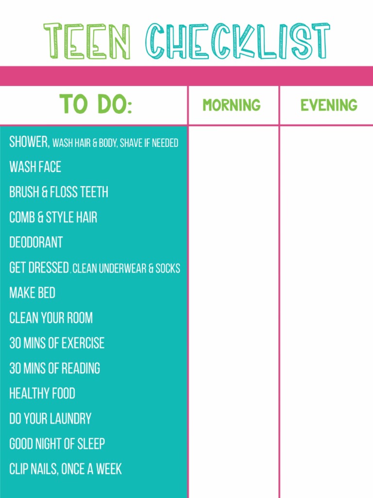 Girl Teen Checklist | PDF